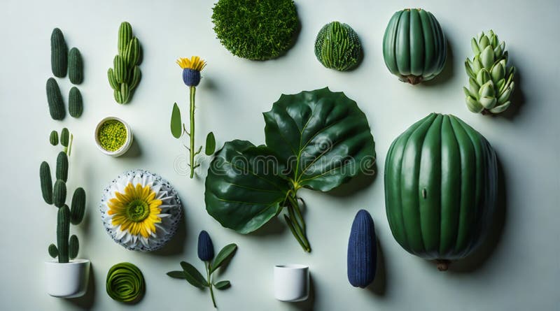 Clean White Background, the Different Plants Formed a Captivating ...