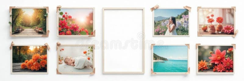 Clean White Background, Diverse Photo Collage Mockup Frames , Image ...