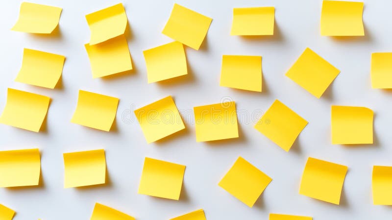 A Clean White Background Features Isolated Yellow Sticky Notes Stock ...