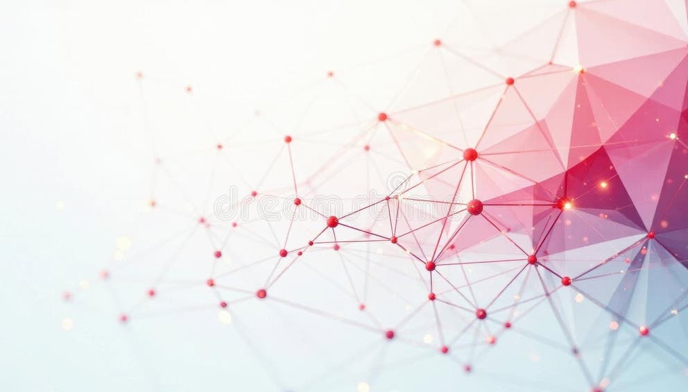 Clean White Background, Interconnected Low Poly Lines, Connection ...