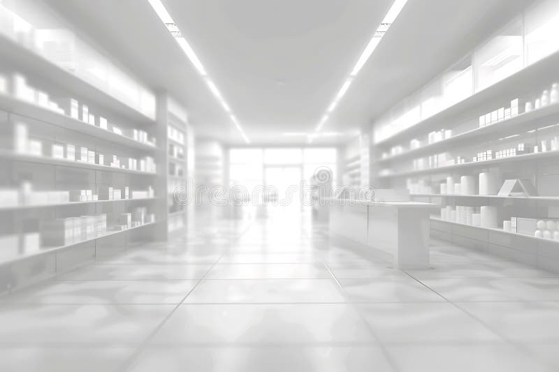 Clean White Blur Pharmacy Background, 3d Rendering Stock Illustration ...
