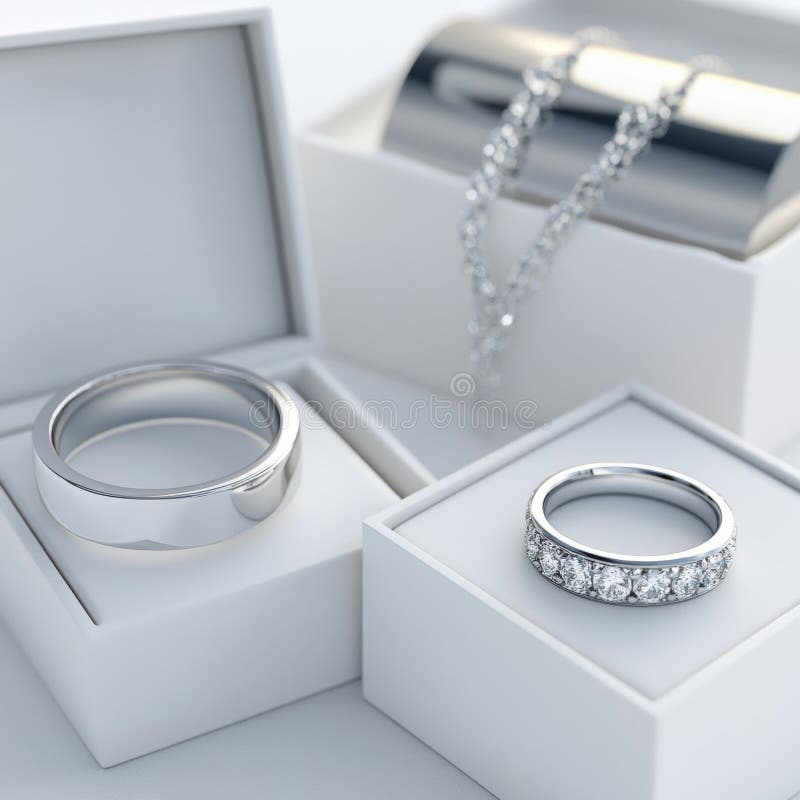 A Clean White Box Holds an Elegant Set of Silver Jewelry, Perfect for ...