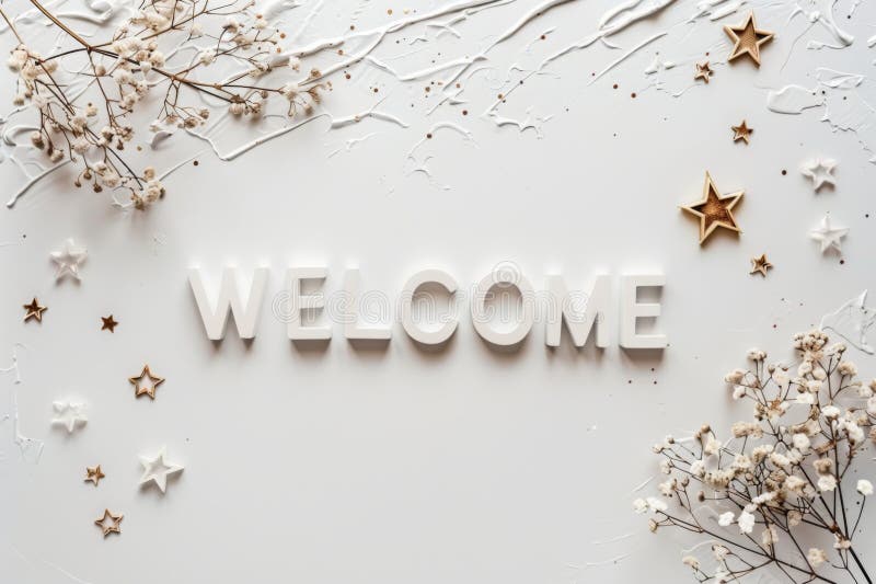 Joyful Welcome with Ethereal Decorations Stock Illustration ...
