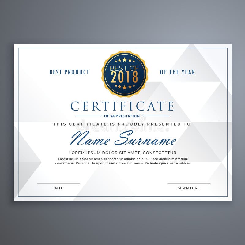 Clean White Certificate Design Template Stock Vector - Illustration of ...