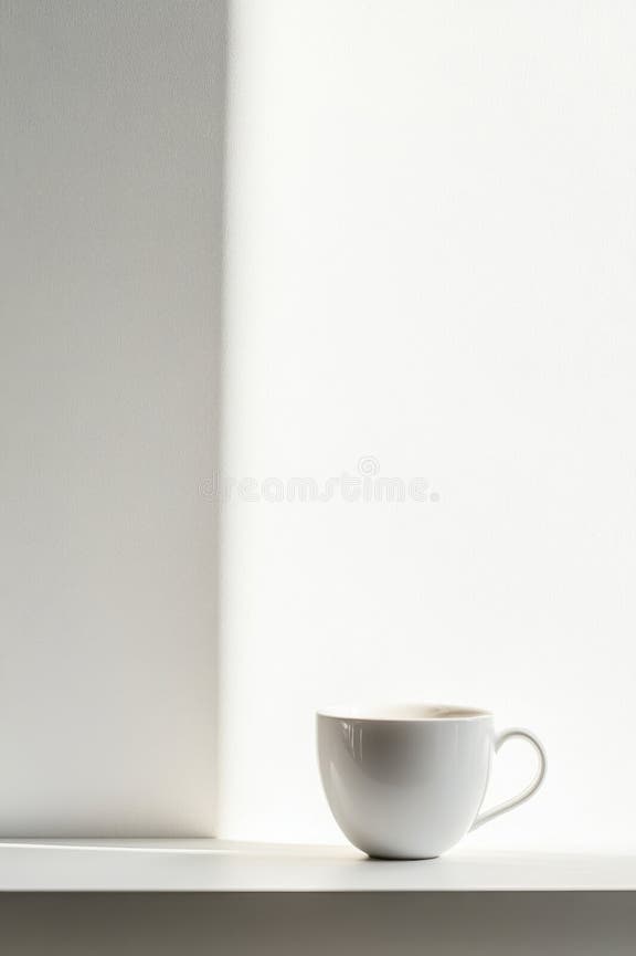 Clean White Coffee Cup on a Minimalist Surface with Ample Negative ...