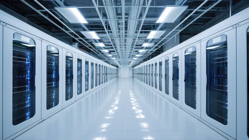 Clean white data center stock illustration. Illustration of performance ...