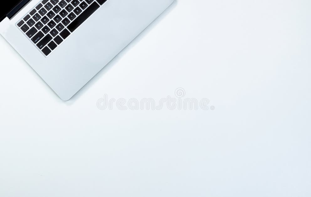 Clean White Desktop with Mobile Computer Stock Photo - Image of laptop ...