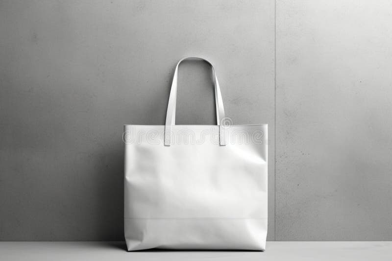 Clean White Eco Tote Bag Mockup Hanging on the Wall Stock Image - Image ...