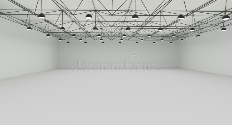 Clean White Empty Warehouse 3d Rendering Stock Illustration ...