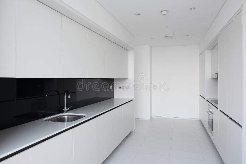 Clean White European Kitchen Stock Image - Image of kitchen ...