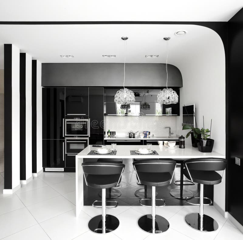 Clean White European Kitchen Stock Photo - Image of room, apartment ...
