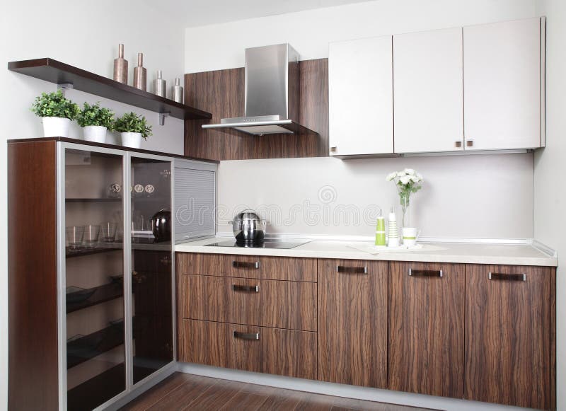 Clean White European Kitchen Stock Photo - Image of lamp, empty: 34488052