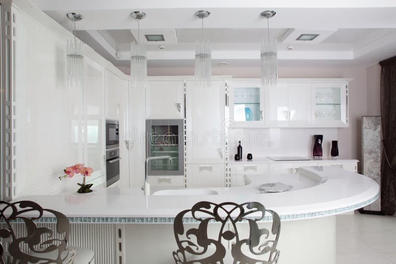 Clean White European Kitchen Stock Image - Image of fitness, details ...