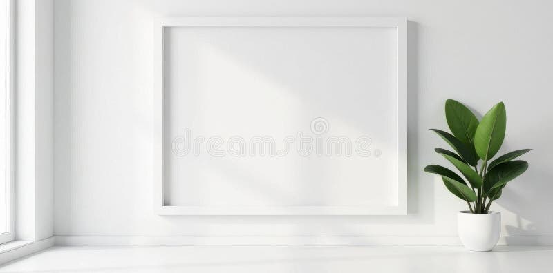Clean White Frame Against Pristine White Wall Minimalist, Modern, Empty ...