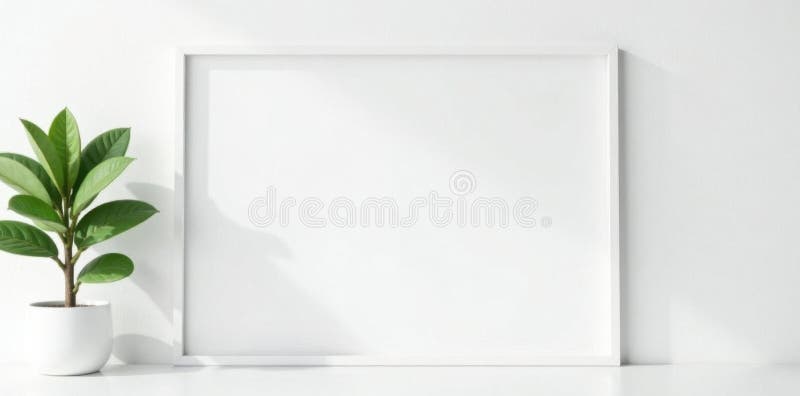 Clean White Frame Against Pristine White Wall Minimalist, Modern, Empty ...
