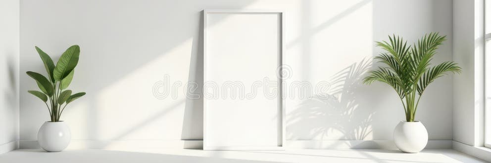 Clean White Frame Interior, Subtle Shadow Detail, Exhibition, Neutral ...