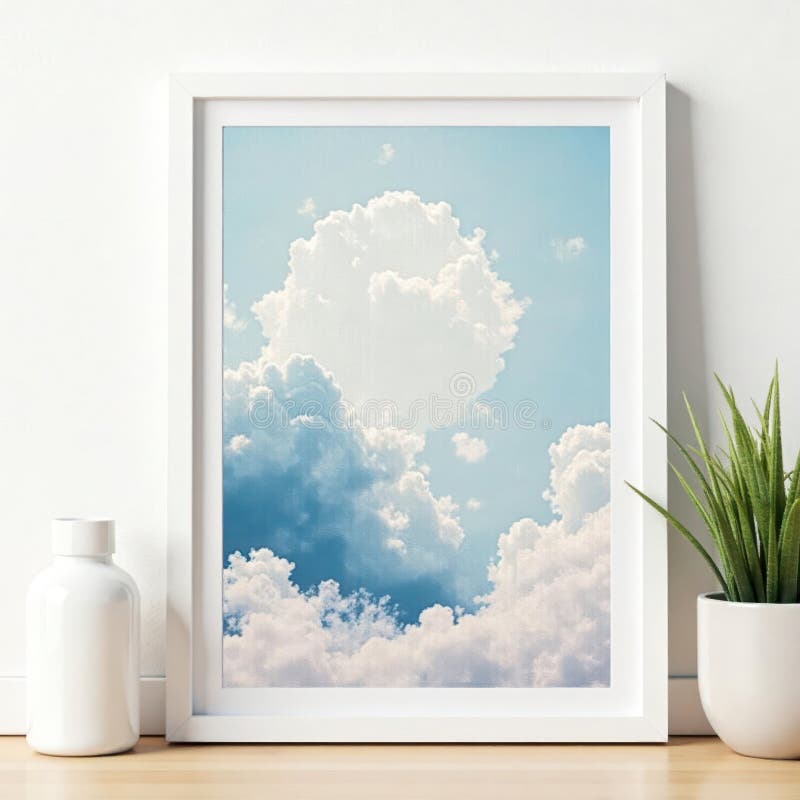 Clean White Frame Isolated on White Background, Elegant, Hanging Stock ...