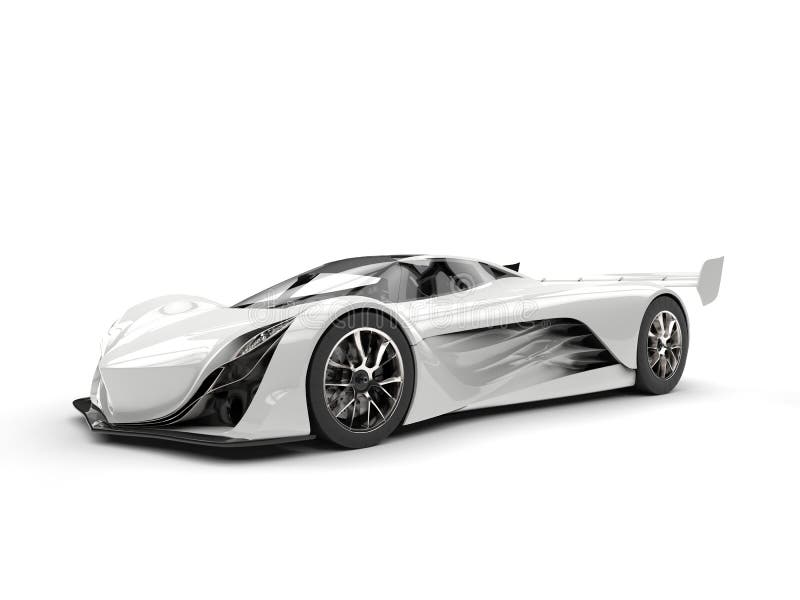 Clean White Futuristic Racing Concept Car - Studio Shot Stock ...