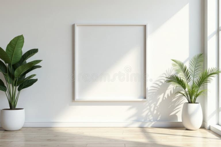 Clean White Gallery Frame Interior, Minimalist Design , Surface ...