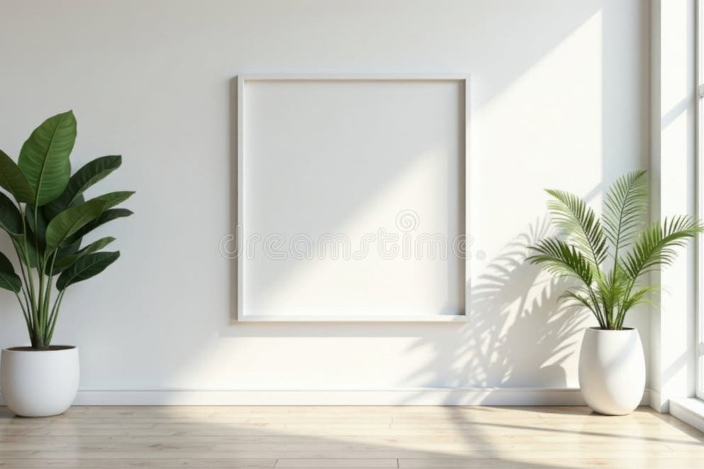 Clean White Gallery Frame Interior, Minimalist Design , Surface ...