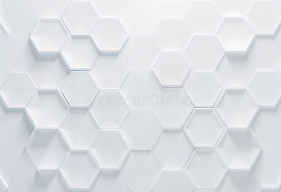 Clean White Hexagon Pattern with Subtle Light and Shadow Depth Stock ...