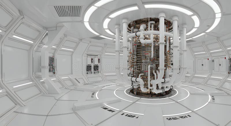 Futuristic Reactor Core Control Room a Clean, White, Hightech, Scifi ...