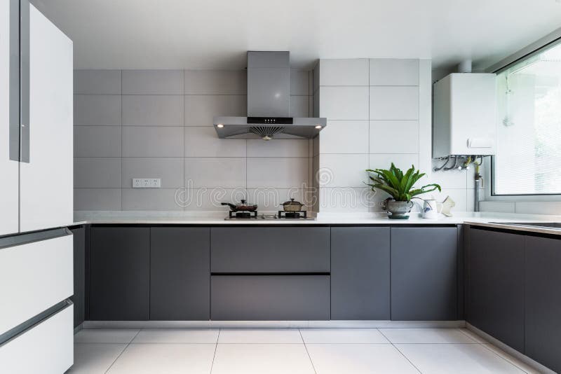 Clean white modern kitchen stock photo. Image of apple - 40071440