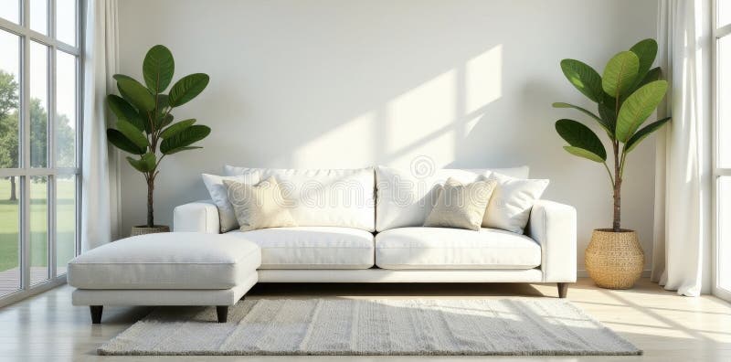 Clean White Linen Sofa, Modern Living Room Bright, Airy Space , Airy ...