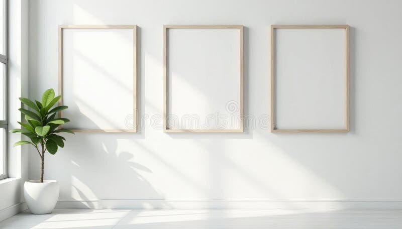 Clean White Office, Three Empty Frames on Wall, Empty Space, Frames ...