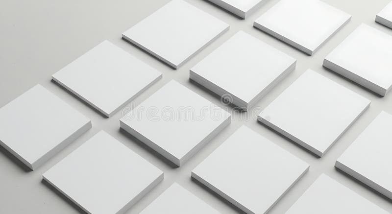 Clean White Paper Stacks Arranged in a Diagonal Pattern on Gray Surface ...