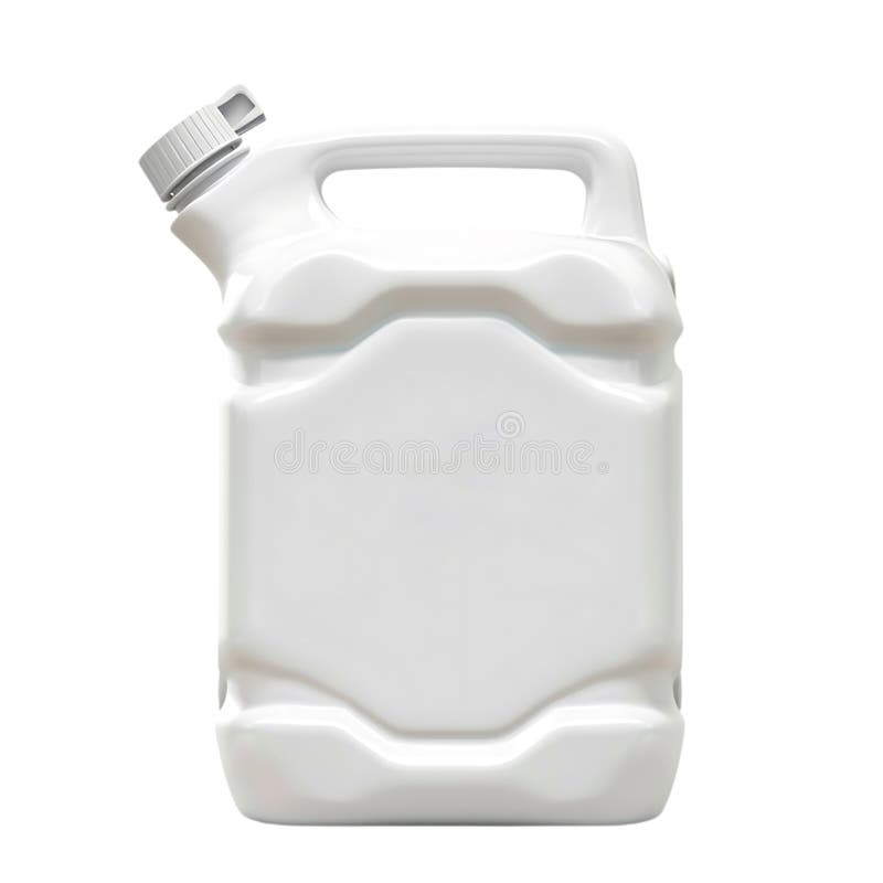 Clean White Plastic Jerry Can with Handle and Cap Isolated Stock ...