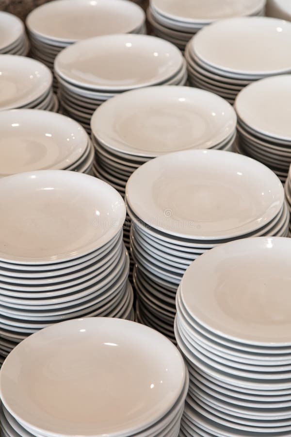 Clean White Plates in the Kitchen Stock Image - Image of cooking ...