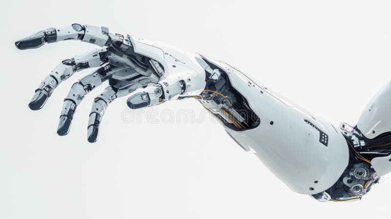 Clean White Robotic Arm Holding Small Tool Showcasing Advanced ...