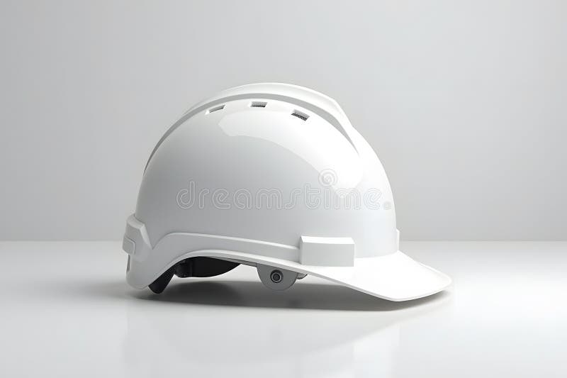 Clean White Safety Hard Hat of Engineer on a Reflective Surface Stock ...
