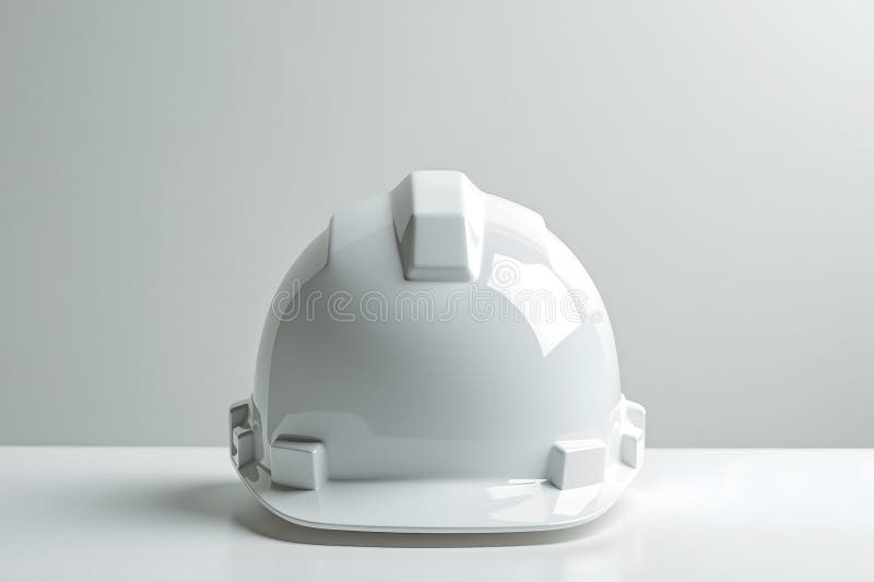 Clean White Safety Hard Hat of Engineer on a Reflective Surface Stock ...