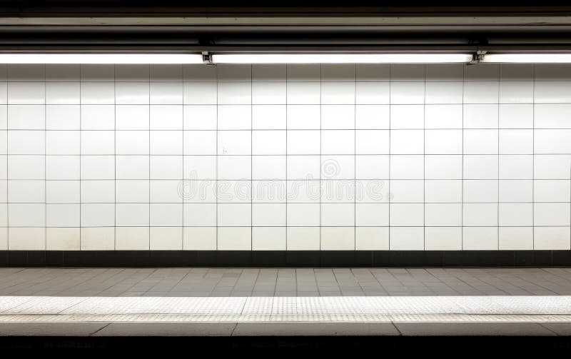 Clean White Subway Station Wall with Fluorescent Stock Illustration ...