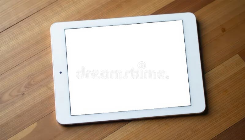 Clean White Tablet with Empty Display, Wooden Texture , Grain, Display ...