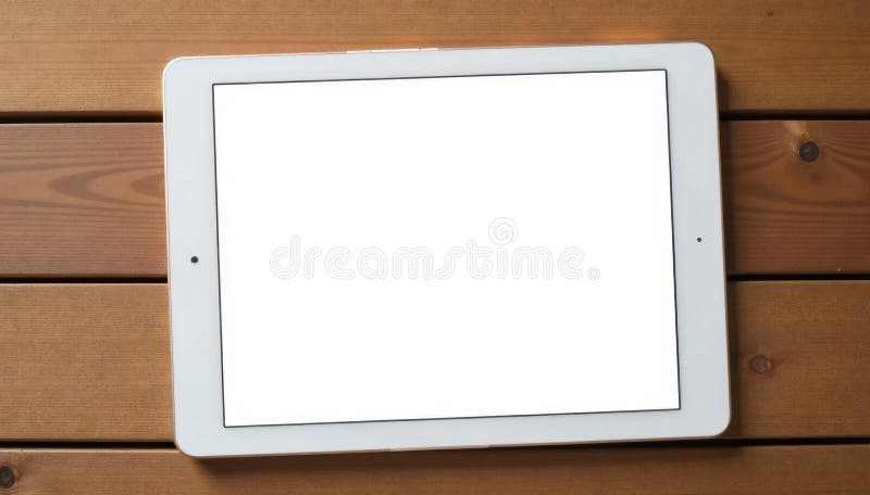 Clean White Tablet with Empty Display, Wooden Texture , Tablet ...