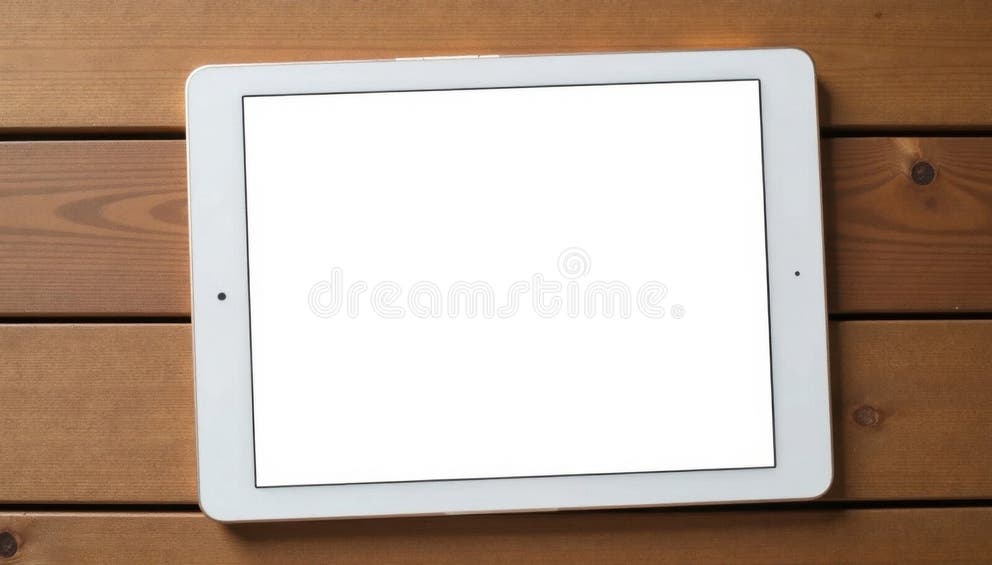 Clean White Tablet with Empty Display, Wooden Texture , Tablet ...