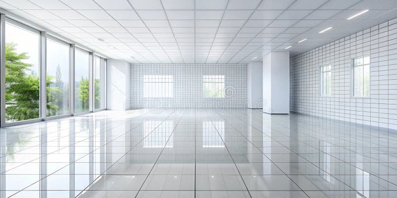 Clean White Tile Floor with Grid Lines Stock Illustration ...