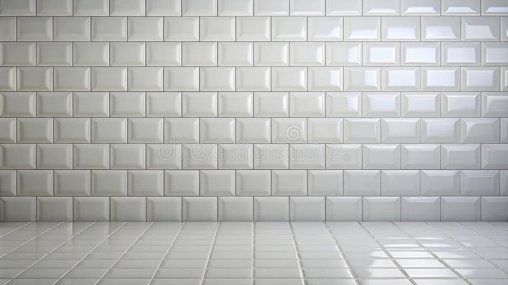 Clean White Tile Wall and Floor Background for Design Projects ...