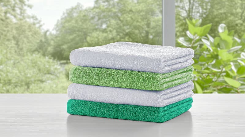 Clean White Towels are Piled High and Showcased on a Bright White ...