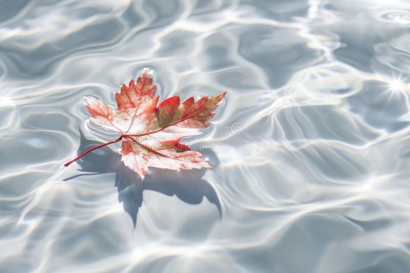 Clean White Water and One Maple Leaf Background Sunlight Reflection ...