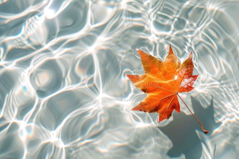 Clean White Water and One Maple Leaf Background Sunlight Reflection ...