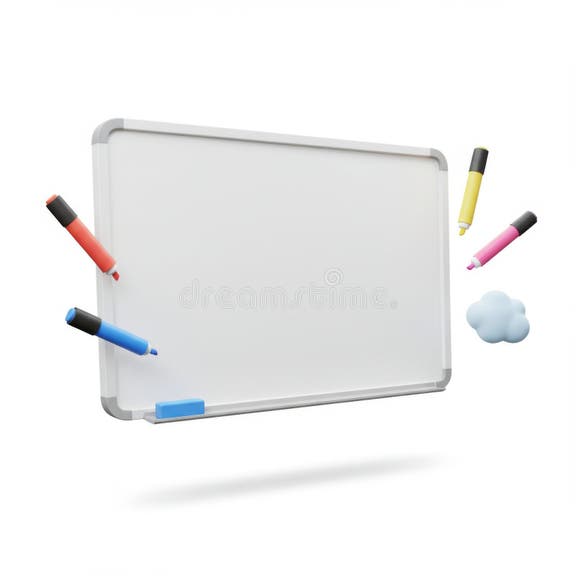 Clean Whiteboard with Colorful Markers and Eraser in a Studio Setting ...