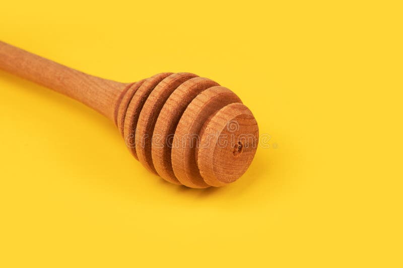 Clean Wooden Honey Spoon on Yellow Background Stock Image - Image of ...