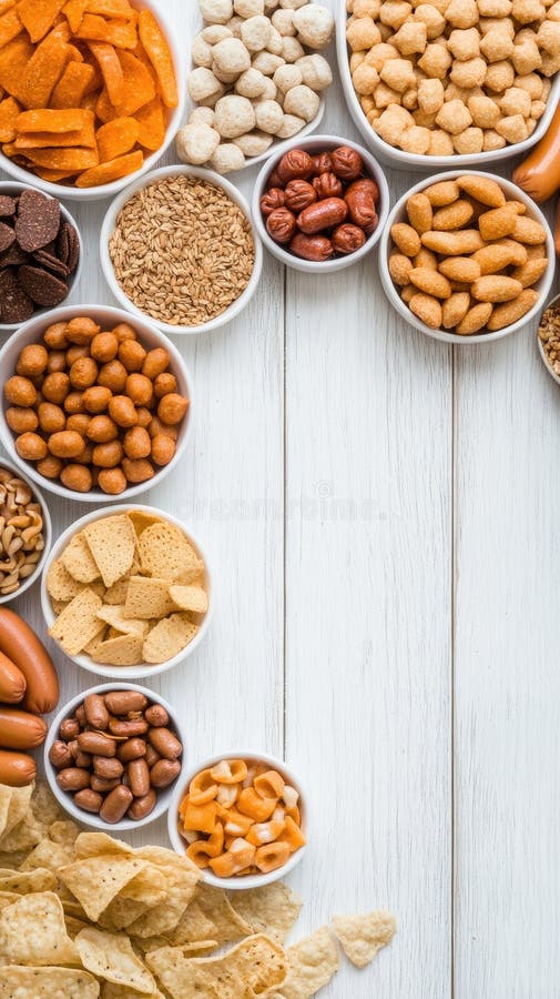 A Clean Wooden Table Displays Various Fast Food Items, Creating a ...