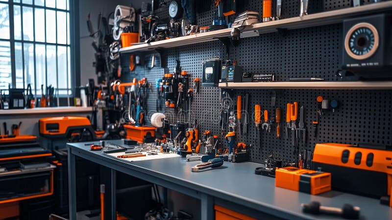 A Clean Workspace Featuring Organized Shelves of EV Replacement Parts ...