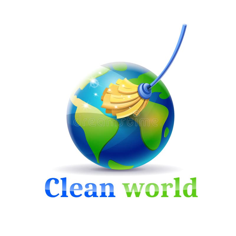 Clean the World of Pollution and Garbage Stock Vector - Illustration of ...