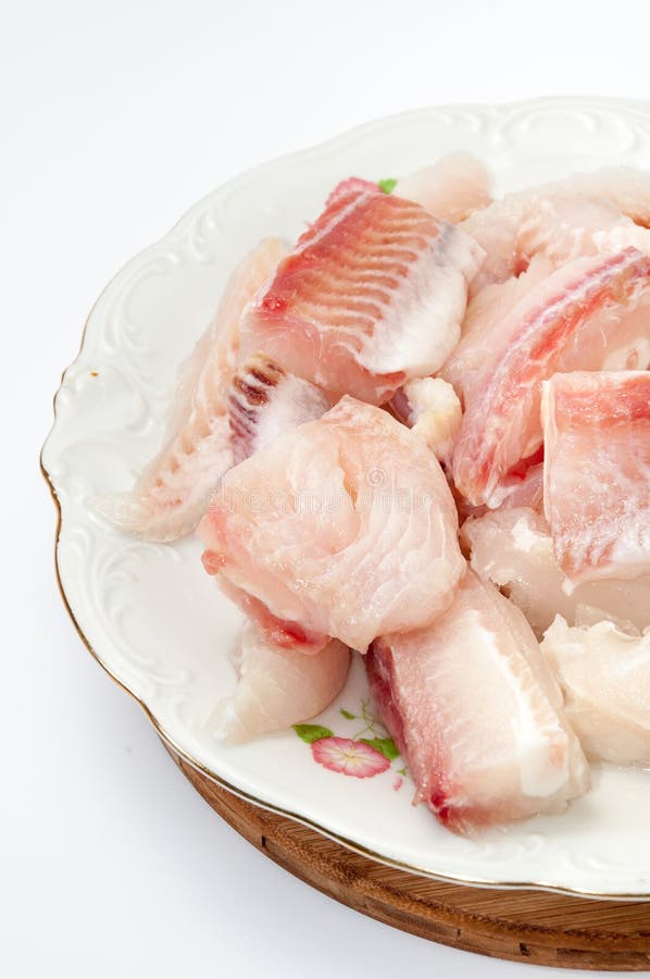 Cleaned and Cut Fish Prepared for Frying Stock Photo - Image of green ...